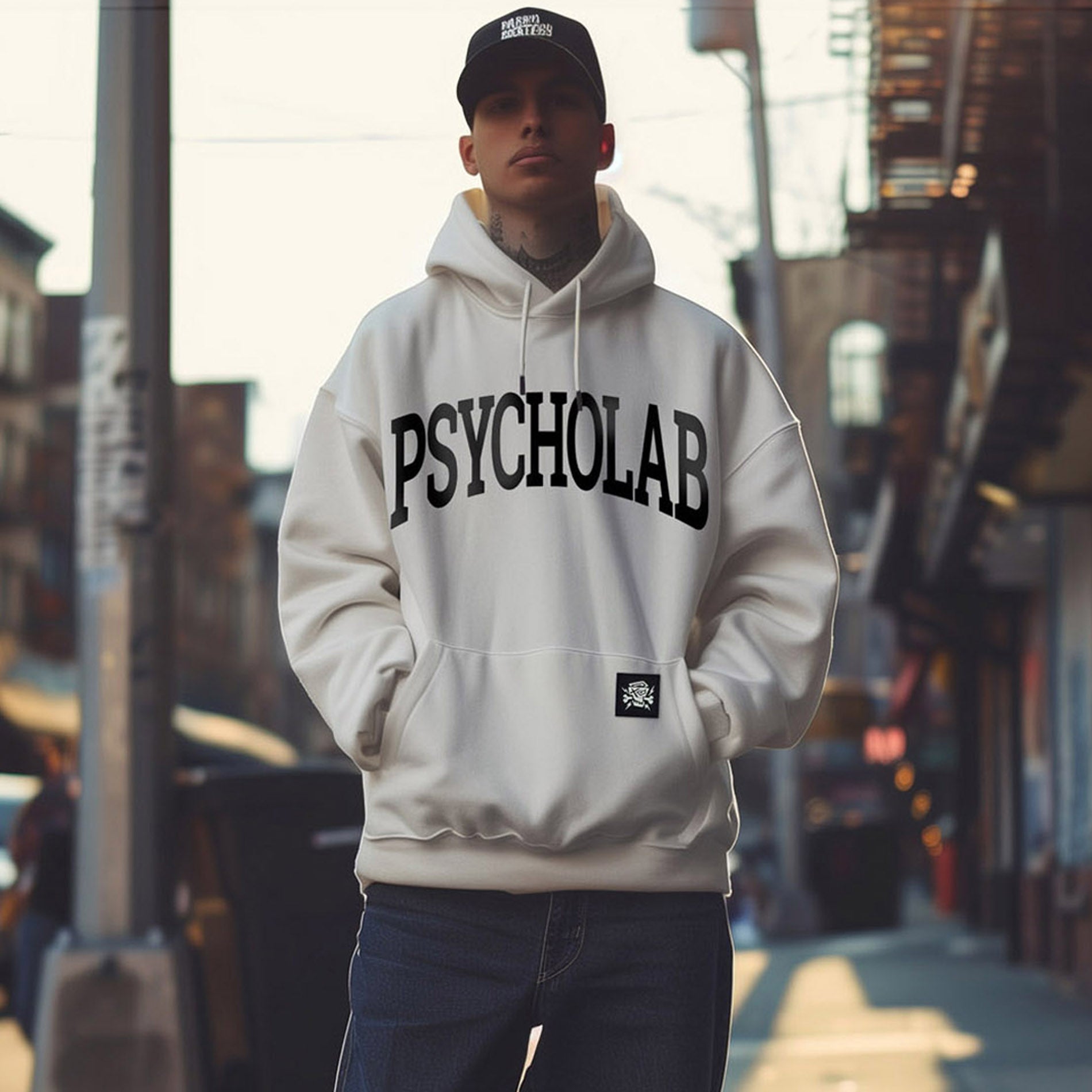 PsychoLab | Hoodie Academy White – Urban Style & Comfort
